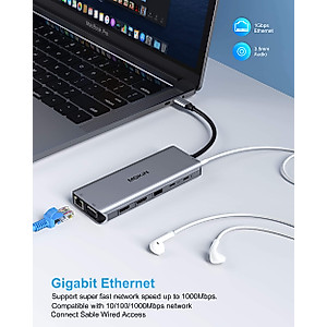 14 in 1 USB-C Docking Station - Dual Monitor Laptop Dock with 2 HDMI, VGA, 5 USB, SD/TF for Dell/Surface/HP/Lenovo Laptops