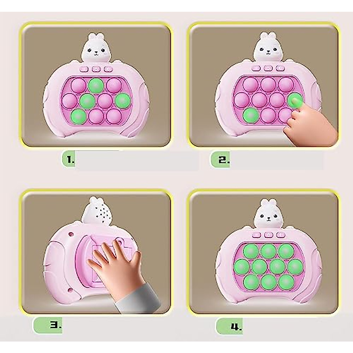 Pocket Game for Kid, Cool Pocket Game Kids, Pocket Game Console for Kids, Quick Push Bubble Competitive Game Console Series, Decompression Toy Mini Portable, USB Rechargeable (1Pc, Rabbit)