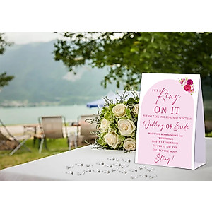 Pink Floral Don't say Bride or Wedding Game, Put a Ring on It Bridal Shower Game with 50 Fake Rings, Modern Bridal Shower Decorations, Wedding Shower or Bachelorette Party Supplies - 05
