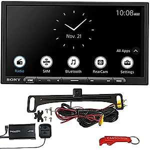 Sony XAV-AX4000 7" 2-DIN Car Stereo w/Backup Camera & SiriusXM Tuner Bundle. Wired + Wireless Android Auto, Wireless Apple CarPlay, Bluetooth, AM/FM Radio, 5 Preamp Outputs, 14-Band EQ, Maestro Ready