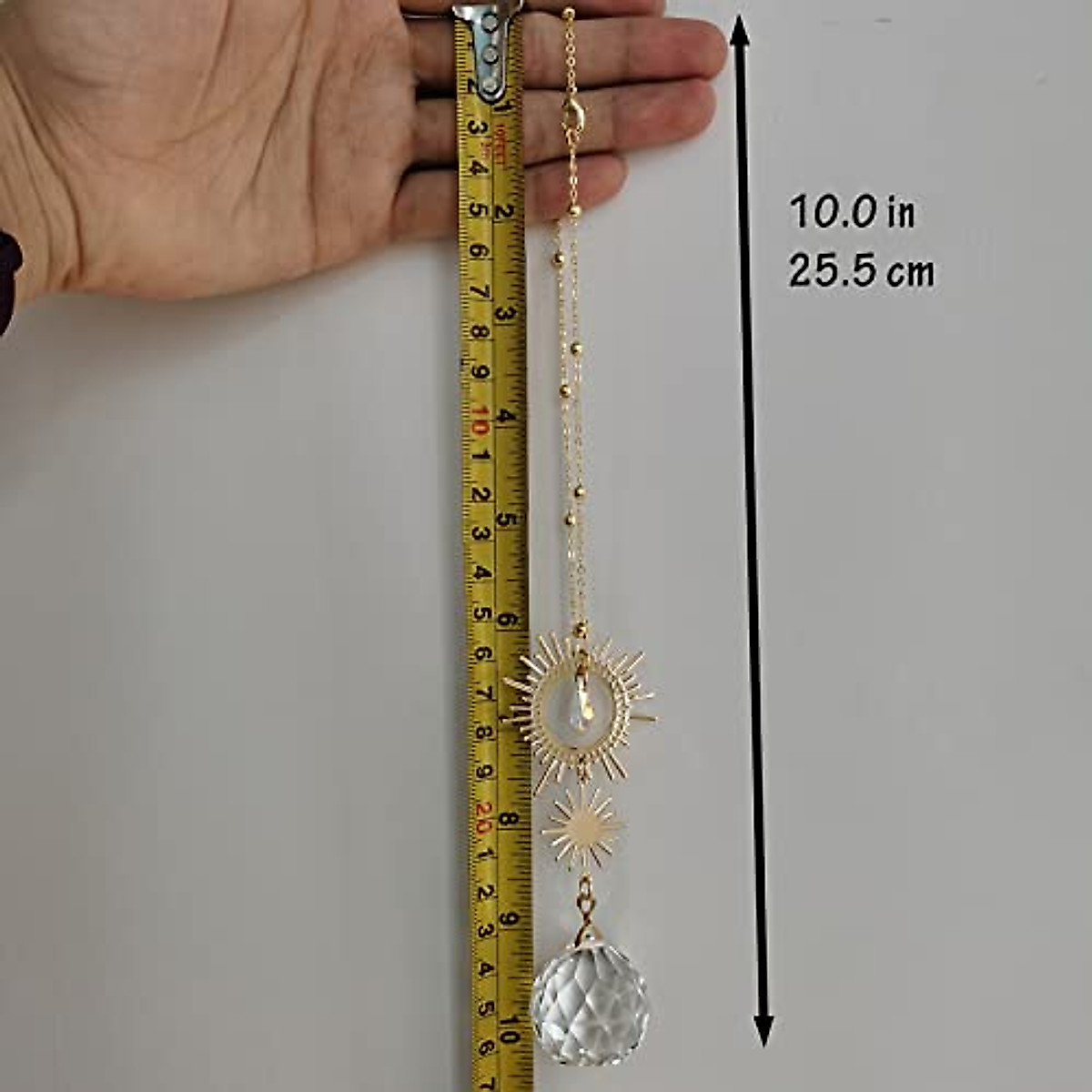 Boho Suncatcher for Window, Handmade Crystal Suncatcher Beads Ornament, Hanging Crystal Window Prism Ball Pendant, 30mm Rainbow Maker Decor Gift, Stained Glass Sun Catchers for Garden Car Decoration