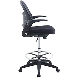 Modway Advance Drafting Stool - Reception Desk Chair - Drafting Table Chair - Flip-Up Arms in Black