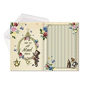 Alice in Wonderland Birthday Card Party Unbirthday Mad Hatter Tea Party Thank You