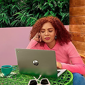 HP 2023 est Chromebook Laptop Student Business,14'' HD Display,Quad-Core Intel Celeron N4120 Processor,4GB RAM,64GB eMMC,720p Webcam,WiFi,Bluetooth,14+ Hrs Battery,Chrome OS+MarxsolCables Modern Gray