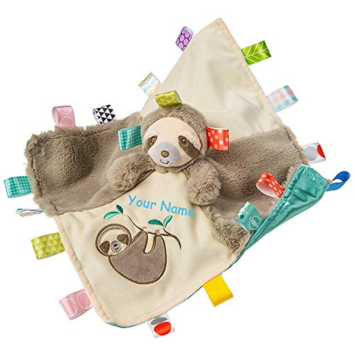 Personalized Taggies Molasses Sloth Character Sensory Blanket Snuggle Blanky - 13 Inches