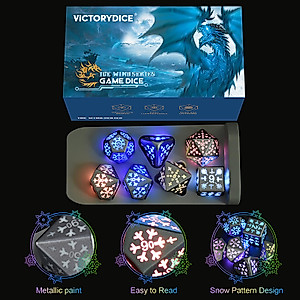 EXCECAR Wireless Charging DND Dice Set, Light Up Dice, Rechargable LED Dice, 7pcs Polyhedral Dice Set for RPG Role Playing Table Game