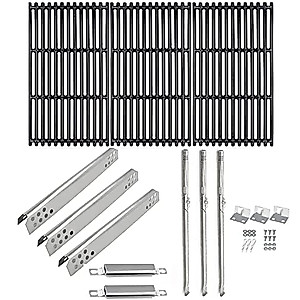 Hongso Grill Parts for Charbroil 466242815 466242716 466242715 463276016 463242716 Models, 17" Grill Grates 3 Pack Heat Plates Burner Tubes Carryover Tubes and Burner Rear Support Brace Included