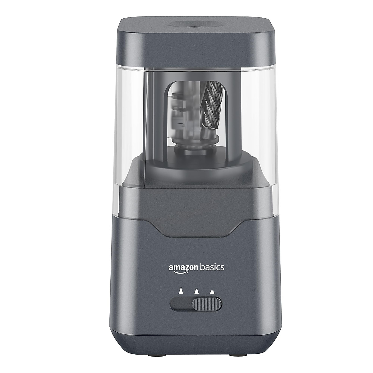 Amazon Basics Portable Electric Pencil Sharpener, Helical Blade, Auto Stop, Battery/USB Cord Operated