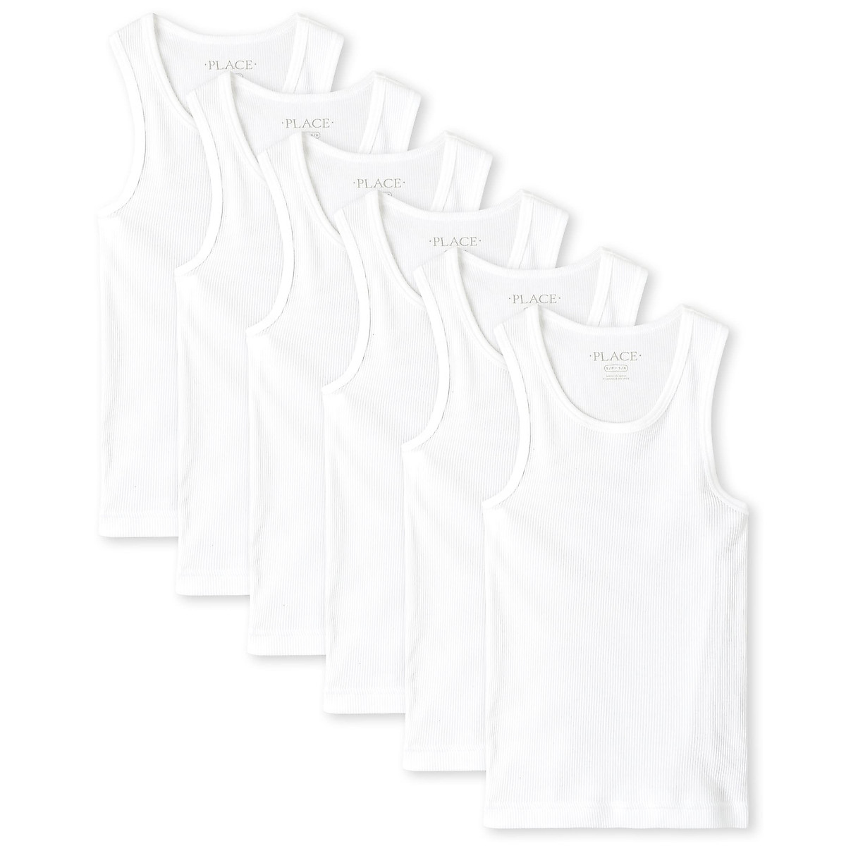 The Children's Place Boys Sleeveless Tank Top Undershirt, White -6 Pack, Small US