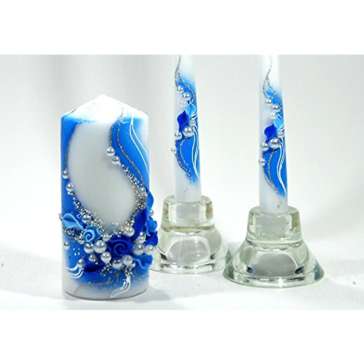 Magik Life Unity Candle Set for Wedding - Wedding Accessories for Reception and Ceremony - Candle Sets - Decorative Pillars Blue