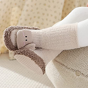 Lykmera Autumn Winter Children Toddler Boys Girls Socks Shoes Non Slip Plush Warm Comfortable Cartoon Socks Shoes Slippers (B, 6-12 Months)