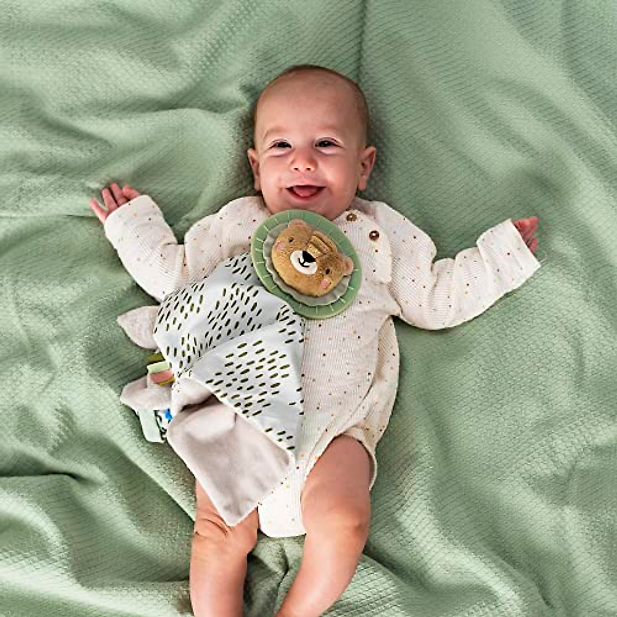 Taf Toys Soft Security Blanket with Pacifier Holder & Mane Teether Baby Lovey Unisex Lovie Baby Gifts for Newborn Boys and Girls Snuggle Toy Baby Lion Stuffed Animal for Ages 0-24 Months