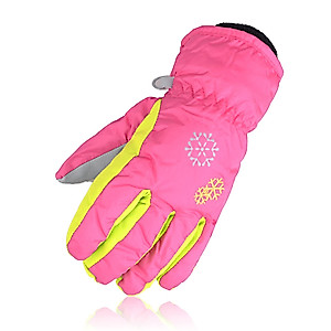 AMYIPO Kids Winter Snow Ski Gloves Children Snowboard Gloves for Boys Girls (Pink-3, 6-7 Years)