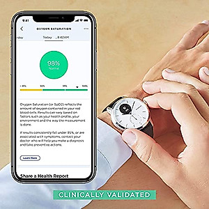 Withings Scanwatch - Smart watch & Activity Tracker: Heart Monitor, Sleep Tracker, Smart Notifications, Step Counter, Waterproof with 30-Day Battery Life, Android & apple smart phone compatible, GPS