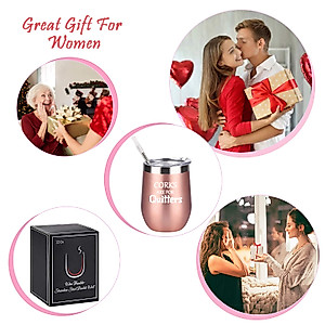 Corks Are For Quitters Stainless Steel Wine Tumbler for Women, Unique Birthday Christmas Gifts for Women Quitters Her Wine Lovers, Stemless Insulated Wine Tumbler with Lid(12oz, Rose Gold)
