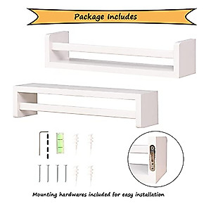 U/C Nursery Floating Shelf,Wall Mounted Nursery Book Shelves,Set of 2 Rustic U Shaped Book Shelf Organizer for Farmhouse Decor,Corner Display Hanging Spice Rack for Bathroom Kitchen.