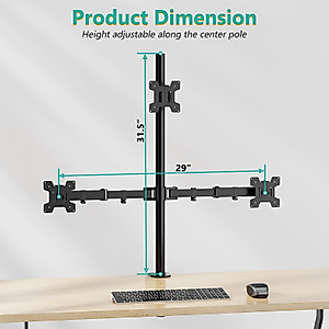 WALI Triple Monitor Desk Mount, Fully Adjustable Three Monitor Stand Fits 3 Screens up to 27 inch, 22 lbs, Weight Capacity per Arm (M003), Black