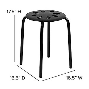 EMMA + OLIVER Plastic Nesting Stack Stools - School/Office/Home, 17.5" Height, Black (5 Pack)
