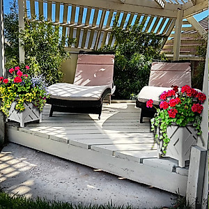 Trenton Gifts Chippendale White Planter Box Set of 2 - Elegant Outdoor Plant Pot for Patio, Porch Decor, and Garden Display