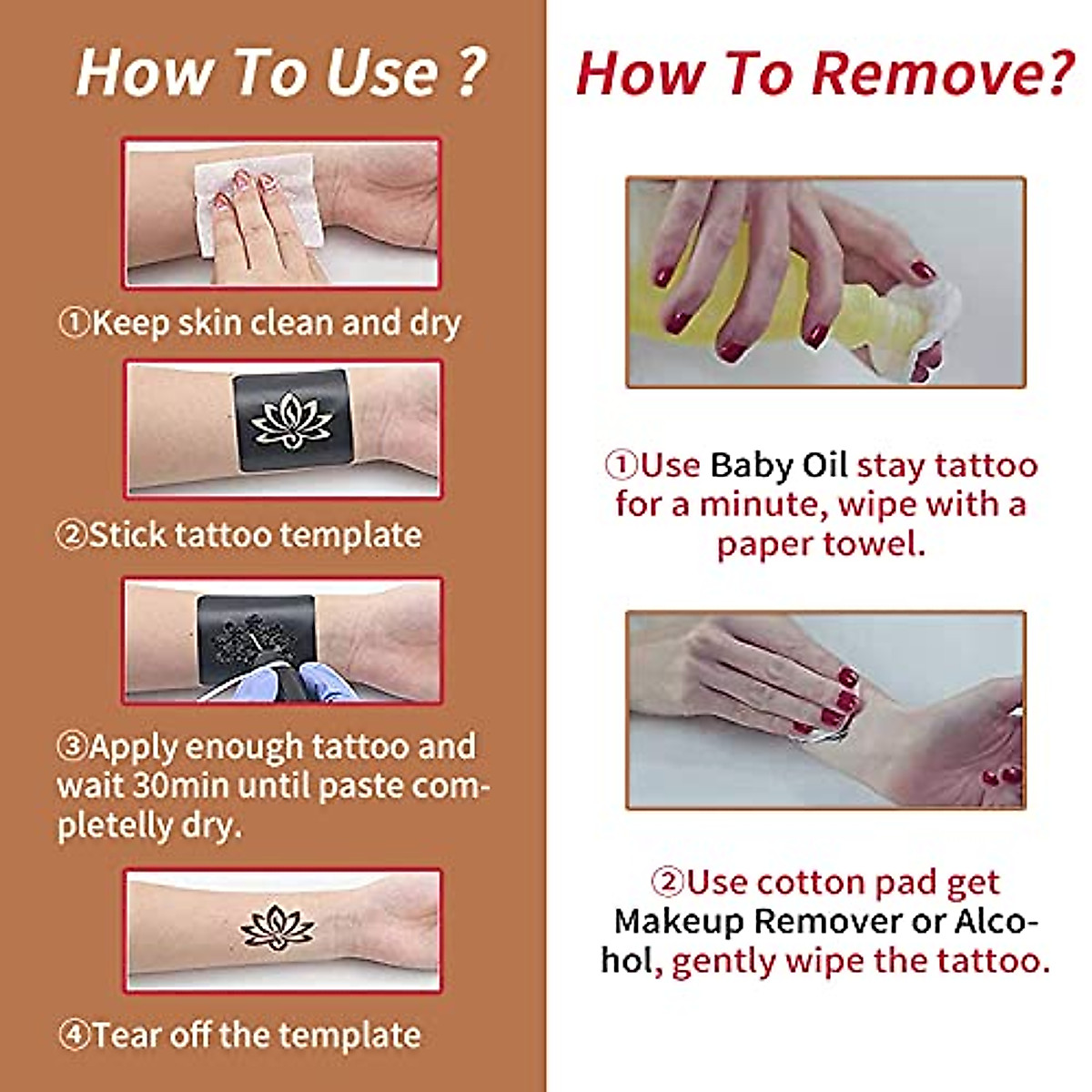 Temporary Tattoos Kits, Semi Permanent Tattoos, DIY Fake Freckles Temporary Tattoos for Women Men Kids Party,Summer Trend hand Ink with 78 Pcs Tattoo Stencils,Jagua Gel - Full Kit 5 Bottles