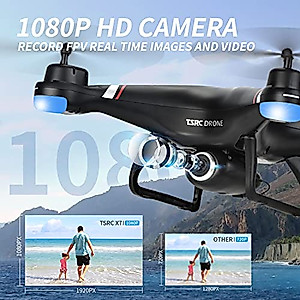 TENSSENX GPS Drone with 1080P HD Camera for Adults and Kids, 5G Transmission FPV Drone, RC Quadcopter with 2 Batteries, Carrying Bag, Auto Return, Follow Me, Altitude Hold, Easy for Beginners