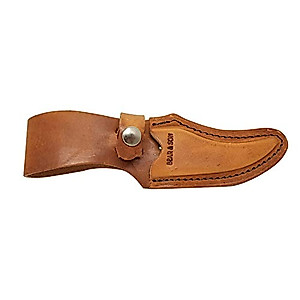 Bear & Son Cutlery 7 1/4" Upswept Skinner Knife, 440 High Carbon Stainless Steel Blade, Stag Delrin Handle, Leather Sheath (753)