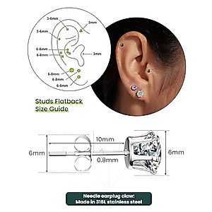 𝟏𝟐 𝐏𝐚𝐢𝐫𝐬 Silver Earrings 𝐒𝐮𝐫𝐠𝐢𝐜𝐚𝐥 𝐒𝐭𝐞𝐞𝐥 𝐄𝐚𝐫𝐫𝐢𝐧𝐠𝐬 Women's Earrings 𝐇𝐲𝐩𝐨𝐚𝐥𝐥𝐞𝐫𝐠𝐞𝐧𝐢𝐜 𝐄𝐚𝐫𝐫𝐢𝐧𝐠𝐬 𝐒𝐞𝐭 Men's Earrings 𝟏𝟐 𝐂𝐨𝐥𝐨𝐫𝐬 Cubic Zirconia Studs Earrings