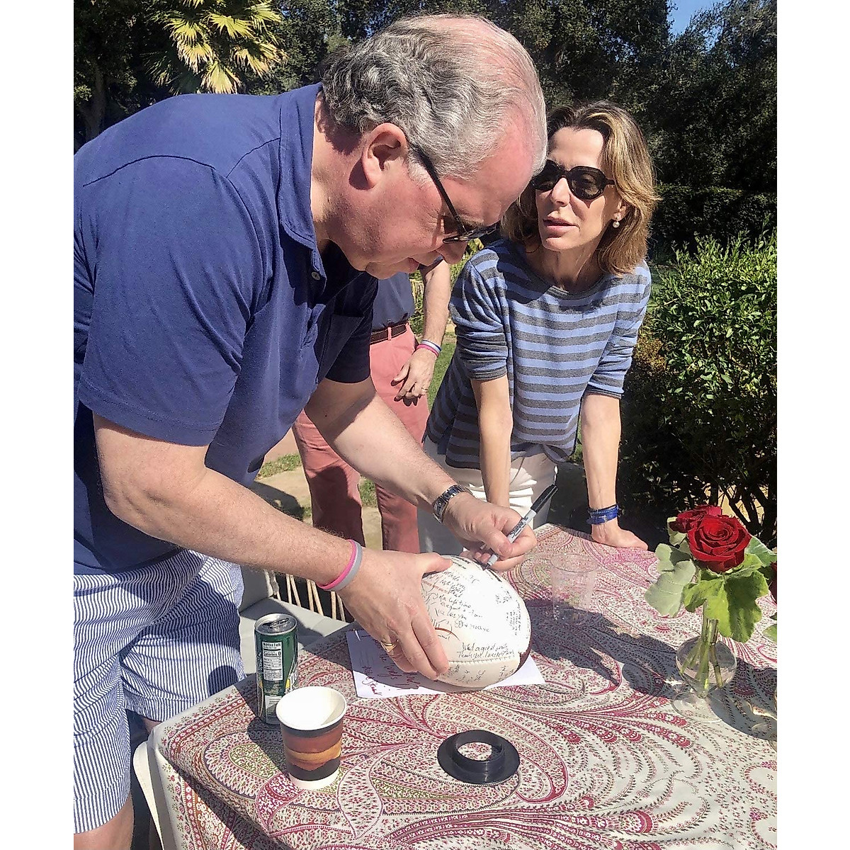 Ballstars Autograph Blank Full Regulation 12 Inch Football Without Base | Official Size 9 | Football Trophy for Signing with Two White Panels