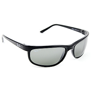 Ray-Ban RB2027 601/W1 PREDATOR 2 Sunglasses Black /Crystal Polarized Mirror Grey Lens., 62