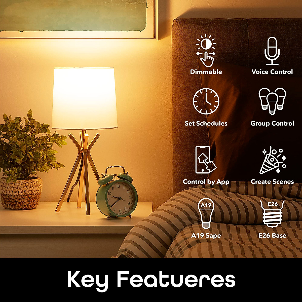 Geeni A19 (3 Pack) White LED Smart Light Bulbs, Dimmable, Works with Alexa and Google Home, Requires 2.4GHz Wifi