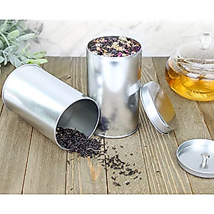 Solstice Double Seal Tea Canisters (4-Pack, Medium); Round Metal Containers with Interior Seal Lid