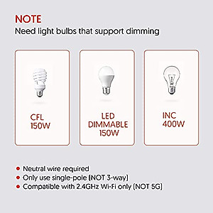Smart Dimmer Switch with Remote Control, Avatar Controls Wi-Fi Light Switch Compatible with Alexa Google Home Assistant, in Wall, No Hub Required, Single Pole, Neutral Wire Needed