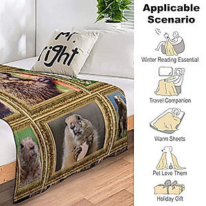 Groundhog Blanket Gifts, 50"x40" Happy Groundhog Day Throw Blanket, Soft Cozy Fleece Bed Blanket for Women Men, Gifts for Groundhog Lovers, Plush Throw Blanket for Couch Bedroom Sofa