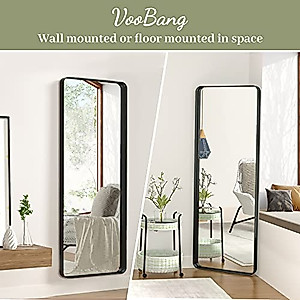 VooBang Full Length Mirror Deep Framed 21x64 Inch Floor Stand, Leaning or Dressing Modern Sleek and Chic Design Ideal for Bedroom, Closet, or Entryway Black