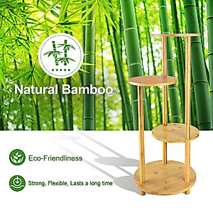 Bamboo Plant Stand Indoor, 4 tier Planter Shelf for Multiple Plants, Corner Decor Tall Holder Living Room, Outdoor Plants Display Rack for Balcony Patio, Flower Potted Wood Stands Living Room Office