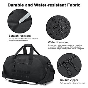 G4Free 70L Large Tactical Duffle Bag Men Sports Gym Backpack with Shoes Compartment Military MOLLE Duffel Backpack ( Black)