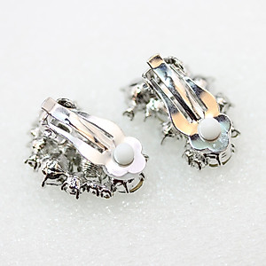 Faship Clip On Earrings Stunning Red Rhinestone Crystal - Red