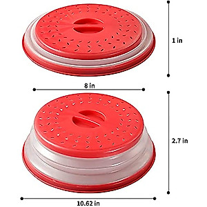 Collapsible Microwave Food Plate Cover,Vented,BPA Free Food Grade Silicone Lid-Red