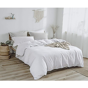 Angel's Bedding Ultra Soft Cotton 3 Piece Duvet Cover Set with Zipper - Corner Ties - 1000 Series - - Fade Resistant - 2 Pillow Shams-White - Queen - 88'' x 88''