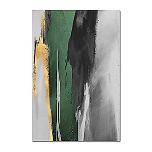 Abstract Green and Gold Canvas Wall Art Geometric Abstract Painting Dark Green Painting for Walls Large Minimalist Abstract Art Green and Gold Posters for Living Room Bedroom Decor 16x24inch No Frame