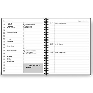 Undated Daily Planner - Undated Planner with Hourly Schedules, Action Items and Follow-up, A4 Daily Organizer Notebook to Increase Productivity, Appointment Book for Time Management, 8.5 × 11 Inch