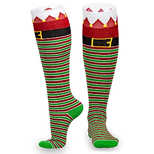 Gone For a Run Christmas Woven Knee High Running Socks | Santa's Elf