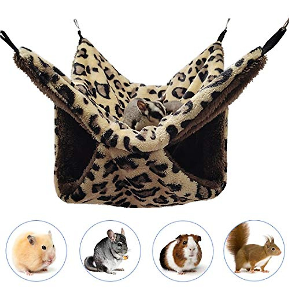 ELEpure Small Animals Hammock Guinea Pig Sugar Glider Bedding Nest Plush Hanging Bed Hideout for Ferret Chinchilla Squirrel Rat Hedgehog Gerbils Warm Playing