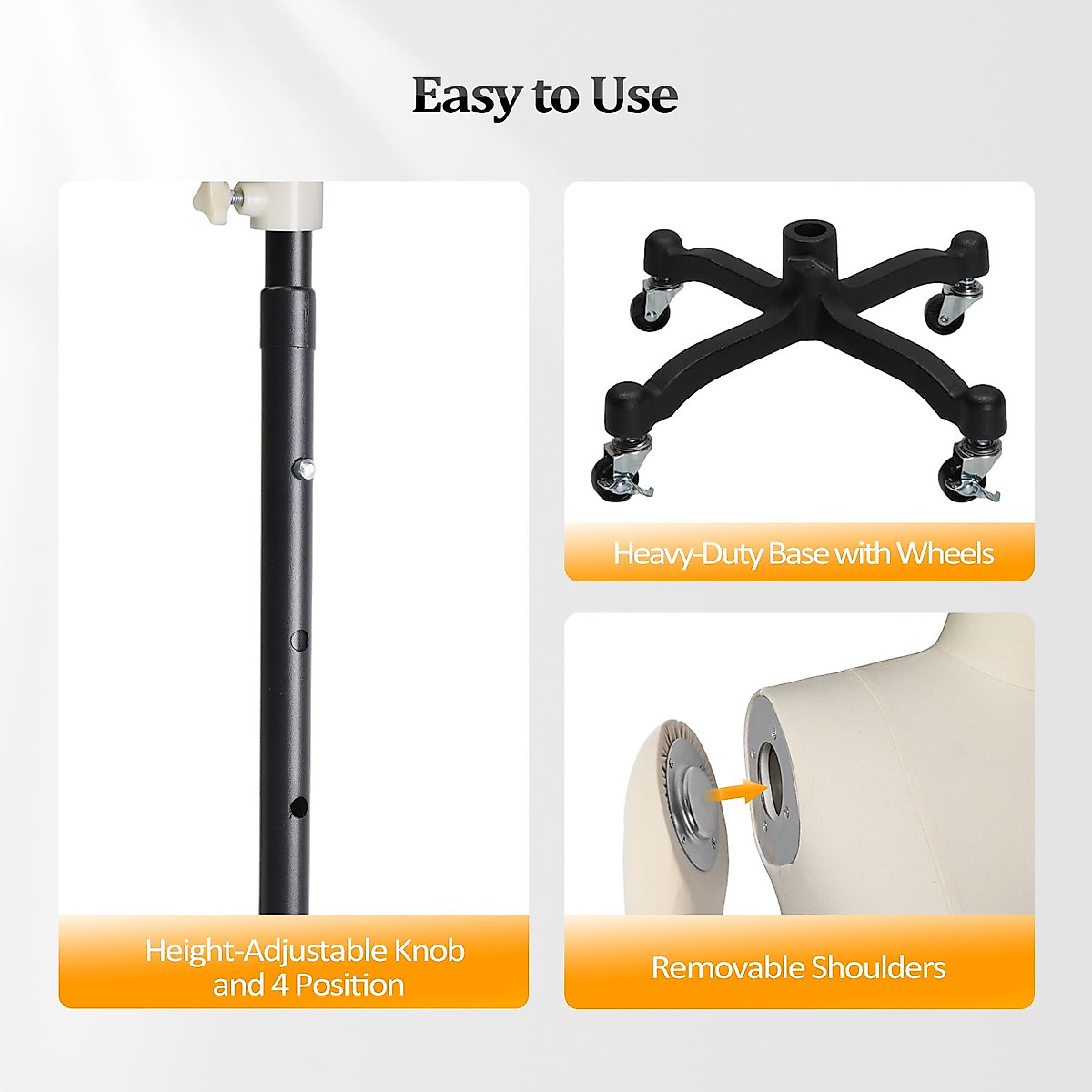 Bonnlo Female Sewing Mannequin, Size 6 Professional Dress Form for Display and Tailor Design, Height Adjustable Torso with Stable Metal Base (with arms, 6)