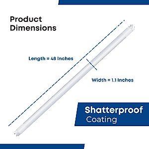 Feit Electric LED 4ft Bulbs T8, 32 Watt Equivalent, Type A Tube Light, Plug & Play, T8 LED Tubes, LED Fluorescent Replacement, Frosted, T848/840/LEDG2/2/5, Cool White, 10 Pack