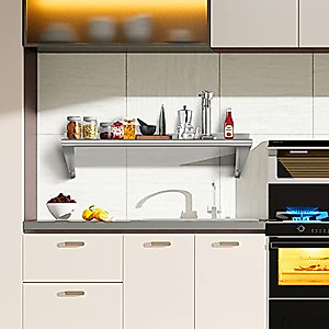 HOCCOT Wall Stainless Steel Shelf 12 x 36”, Heavy Duty 270 lb Metal Shelf, Commercial Wall Mounted Food Service Storage Rack Shelves for Kitchen, Restaurant, Food Truck, Garage, Laundry Room