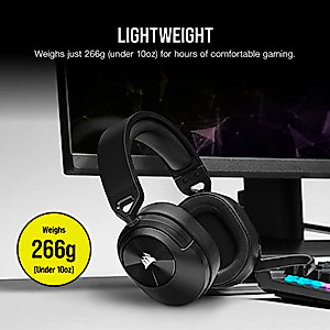Corsair HS55 Wireless CORE Gaming Headset - Low-Latency 2.4Ghz, Up to 50ft Bluetooth Range, Lightweight Construction, Tempest 3D AudioTech Support on PS5, Omni-Directional Microphone - Black