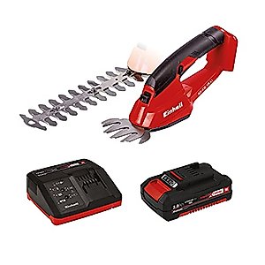 Einhell GE-CG Power X-Change 18-Volt Cordless Handheld 2-in-1 3.9-Inch Grass Shear and 7.9-Inch Hedge Trimmer, .3-Inch Cutting Thickness, w/ Metal Gear Box, Kit (w/ 2.0-Ah Battery + Fast Charger)