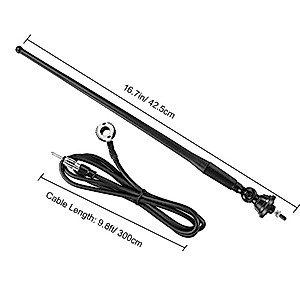 Eightwood Marine Boat Radio Antenna 16 Inch Rubber Duck Flexible Mast FM AM Stereo Antennae for Boat Car RV Motorhome ATV UTV Tractor Motorcycle Yacht