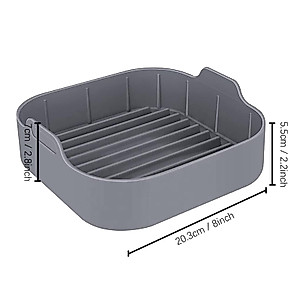 Giciashop Silicone Grilling Pan, 8" x 2.8" Air Fryer Silicone Basket with Handles, Reusable Flat Griddle Pan for Air Fryers, Steamers
